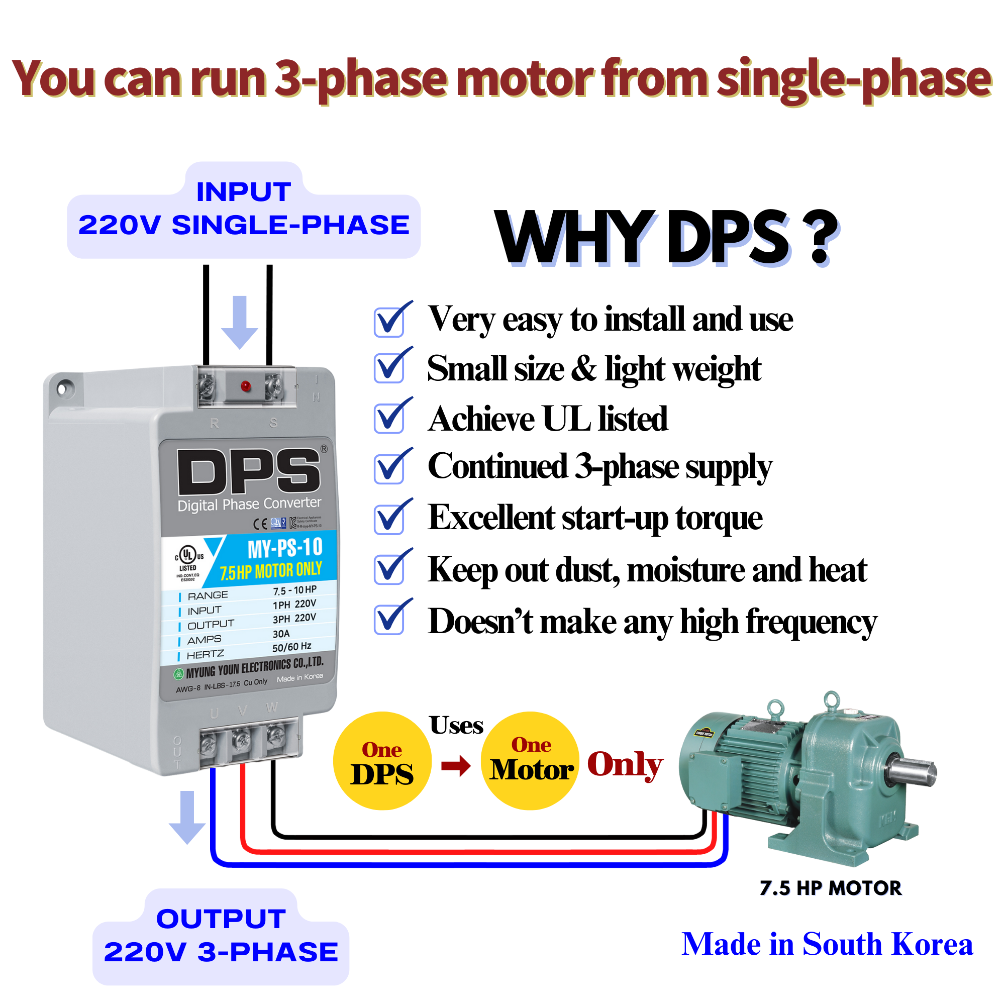 You can run 3-phase motor with single-phase power – DPS Store